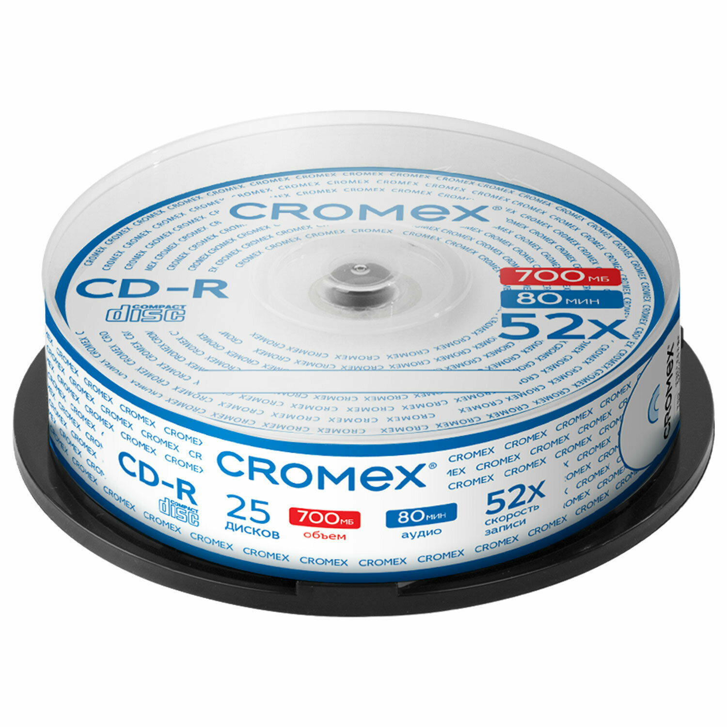 Диски CD-R CROMEX, 700 Mb, 52x, Cake Box (упаковка на шпиле), комплект 25 шт, 513776