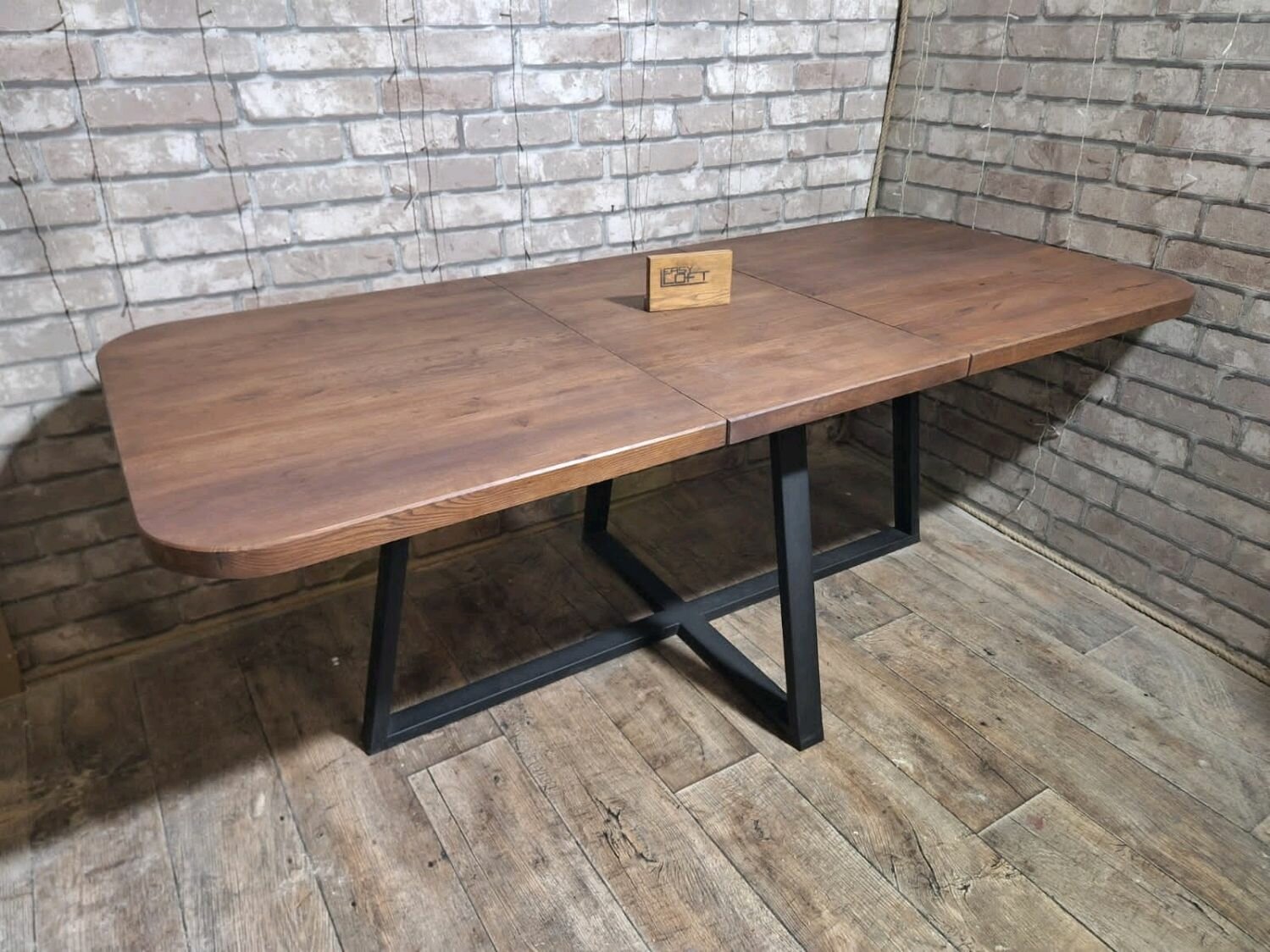 Стол "EasyLOFT" в стиле лофт, раздвижной, из массива дуба, 140х80х75 см.