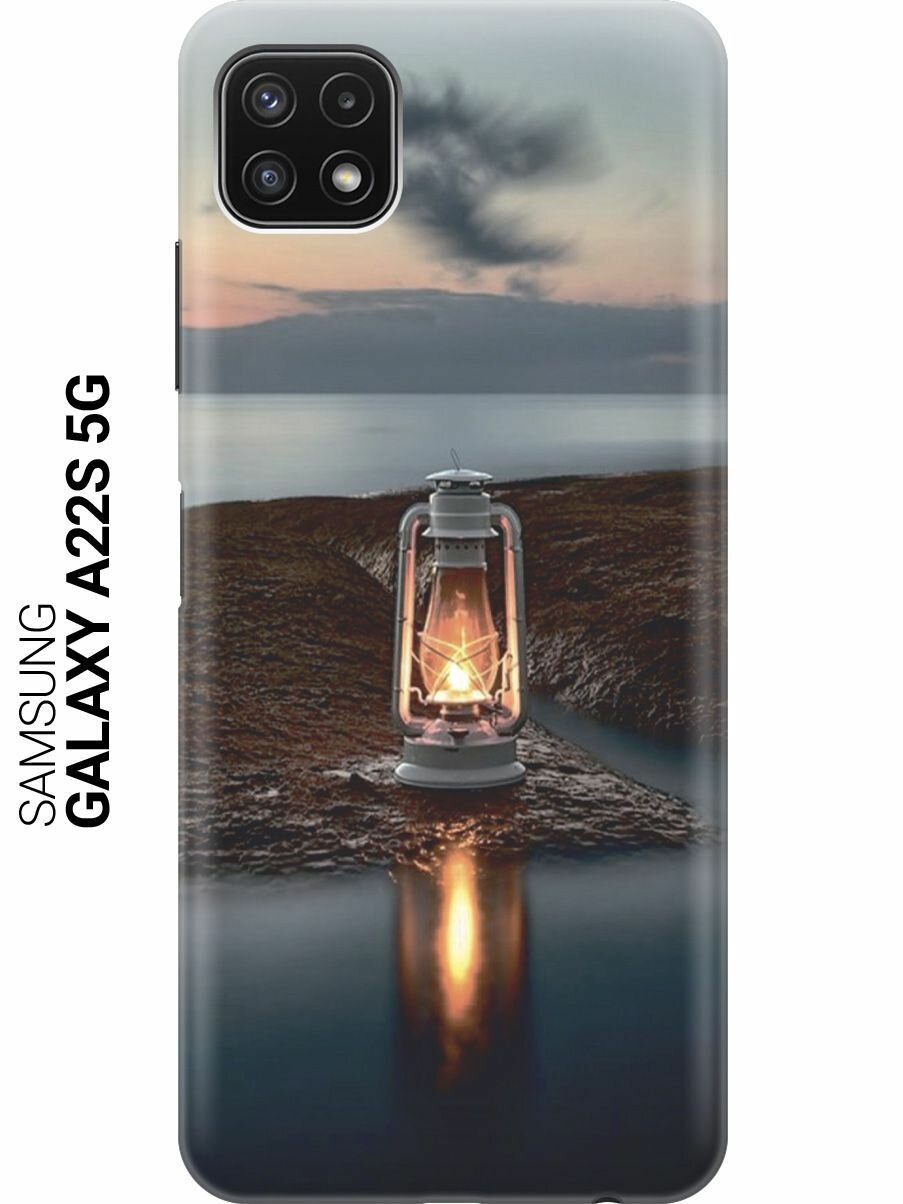Силиконовый чехол на Samsung Galaxy A22s 5G, Самсунг А22с с принтом "Фонарь на берегу"