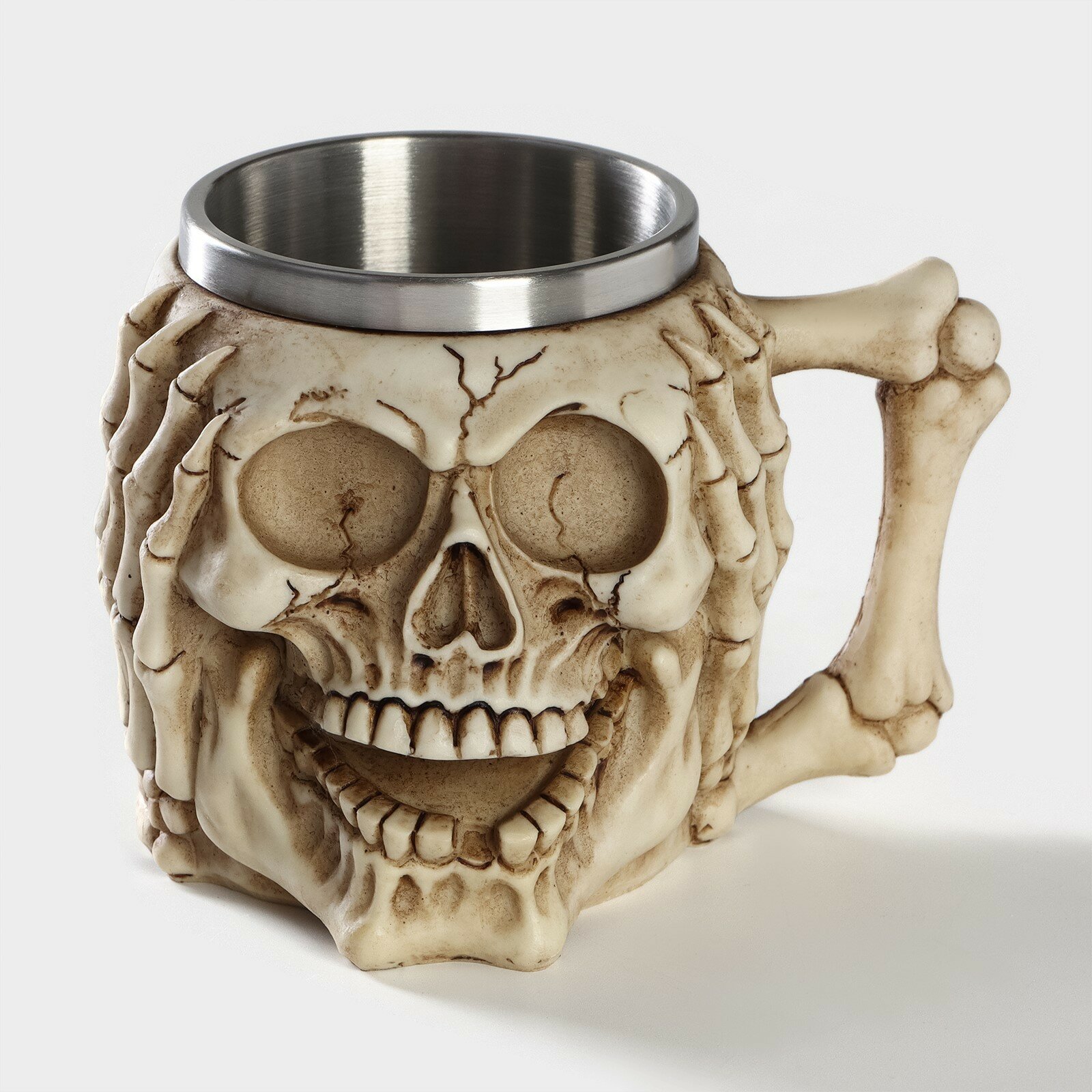 Кружка средневековая «Скелет. Хэллоуин», 400 мл, 15×11×12 см, нержавеющая сталь, бежевая