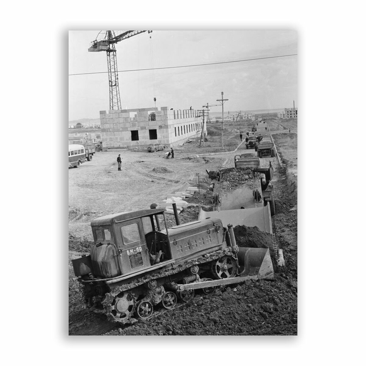 Советский постер, плакат на бумаге / Советское строительство / Размер 30 x 40 см