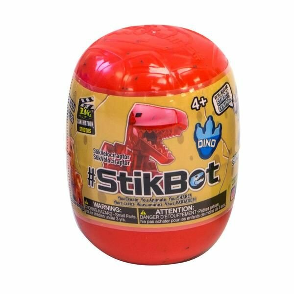 Stikbot - Фигурка "Динозавр" в яйце, №3 красное яйцо, 1 шт