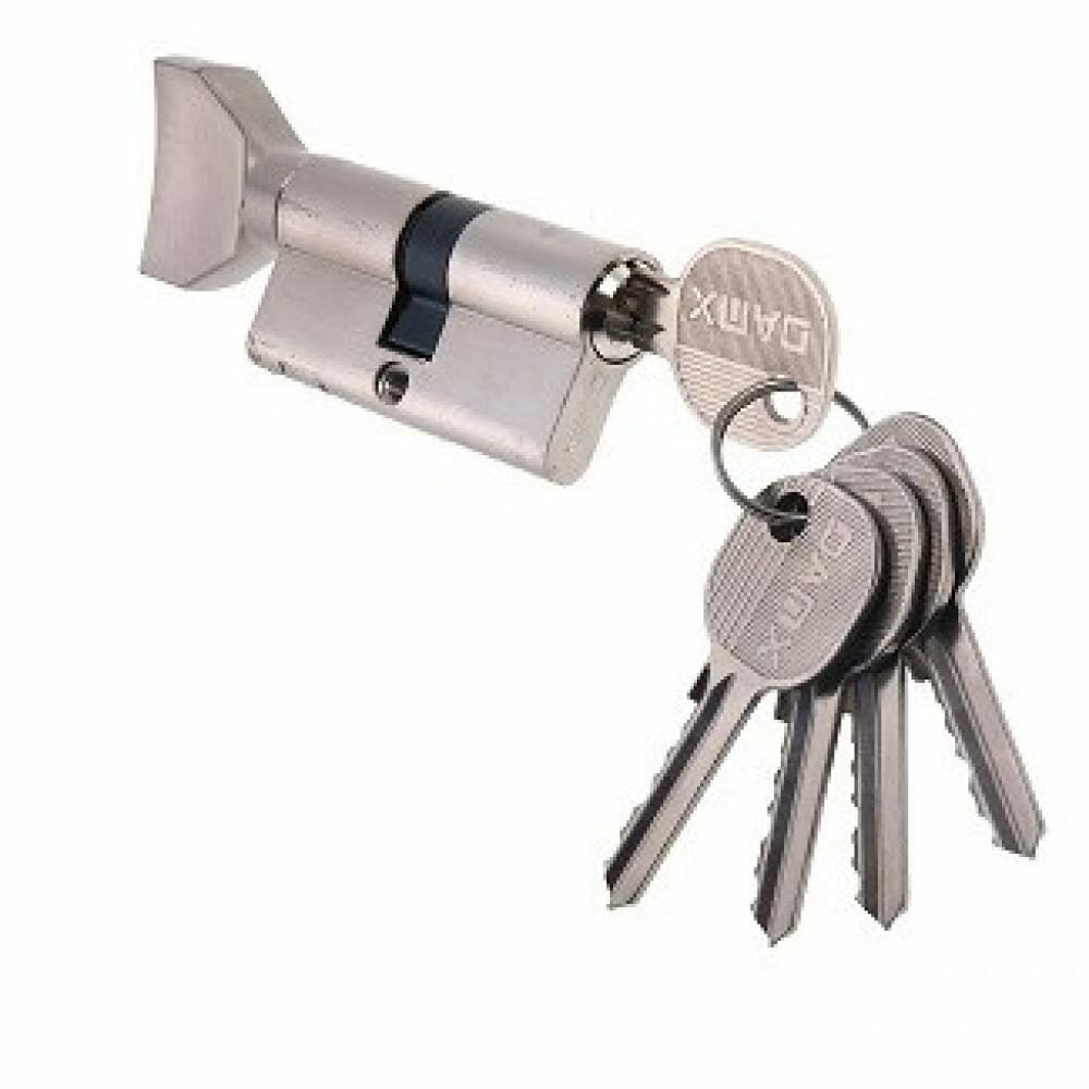 Цилиндрованный механизм MSM NW80mm DAMX SN с поворотной вертушкой, матовый никель (в комплекте 5 стальных ключей)