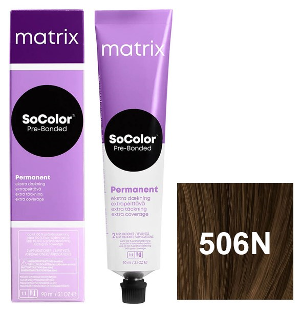 Matrix SoColor Pre-bonded стойкая крем-краска для седых волос Extra coverage, 506N темный блондин, 90 мл