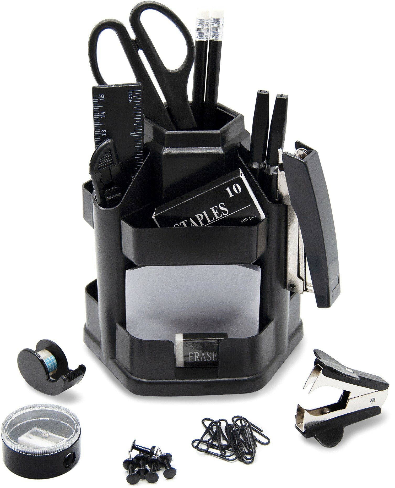 Набор настольный, пластиковый, черный, 16 предметов (172022-01)