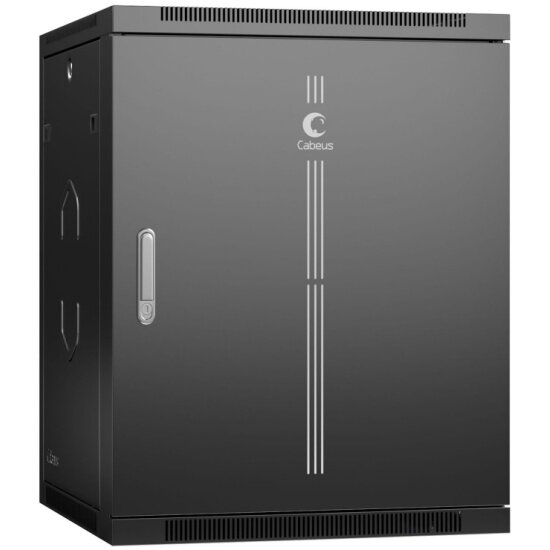 Шкаф настенный Cabeus SH-05C-12U60/60-BK 12U 600мм дверь стекло, черный
