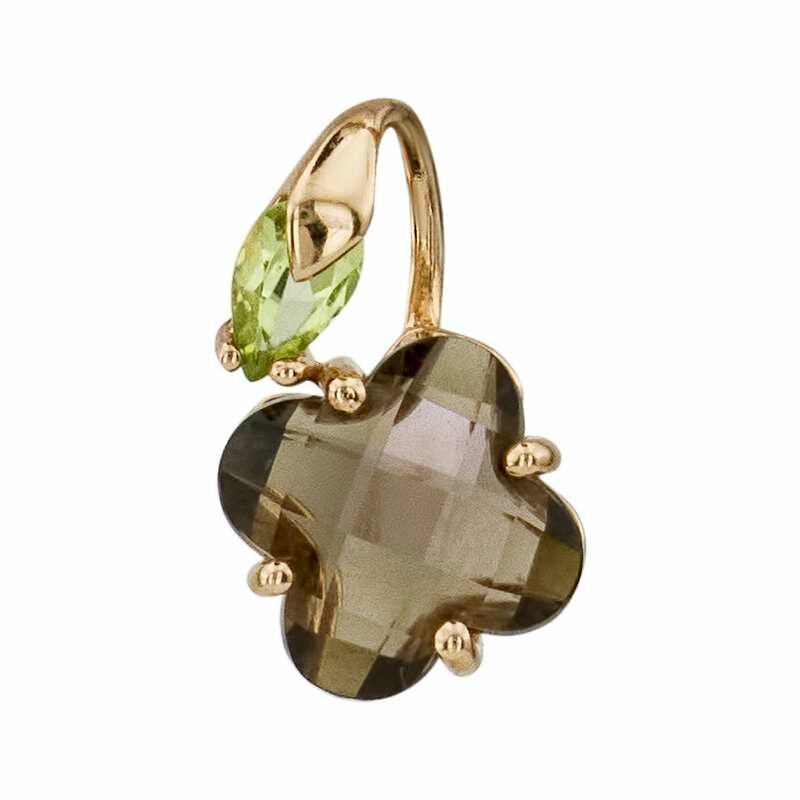 Подвеска, красное золото, 585 проба, раухтопаз