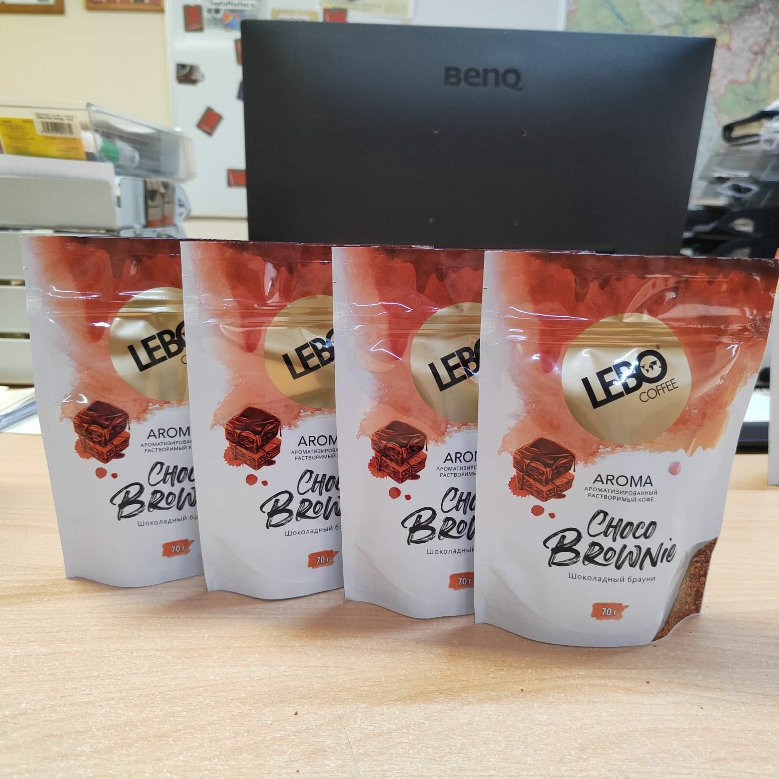 Кофе 280г LEBO AROMA Choco Brownie ароматизированный сублимированный. Набор из 4-ух пачек по 70г