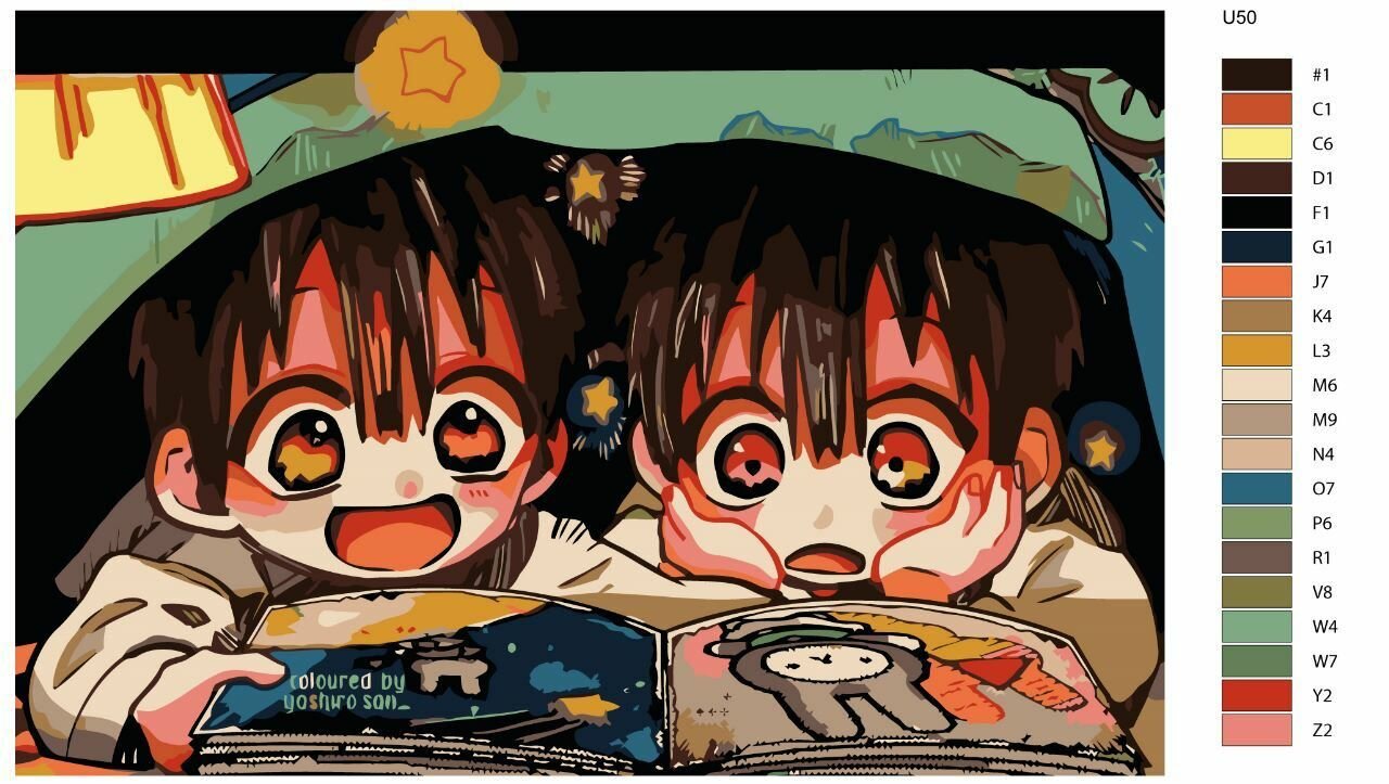 Картина по номерам U50Hanako "Аниме Туалетный мальчик Ханако. Ханако и Цукаса Юги" 50x70 см