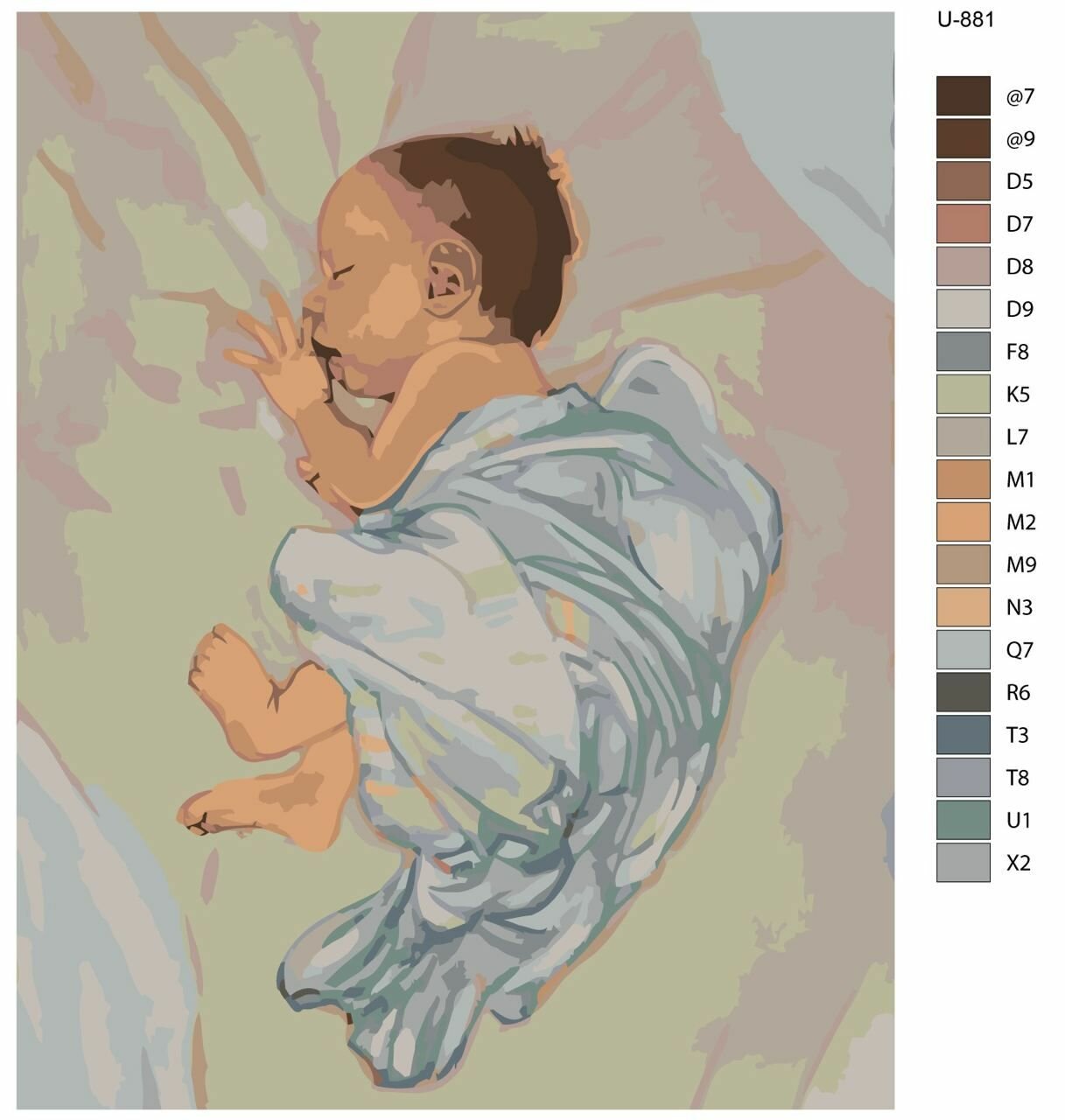 Картина по номерам U-881 "Материнство. Новородженный ребёночек" 70x90 см