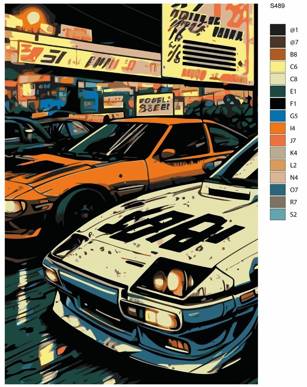 Картина по номерам S489 "Спортивные машины. Крутые тачки" 40x60 см