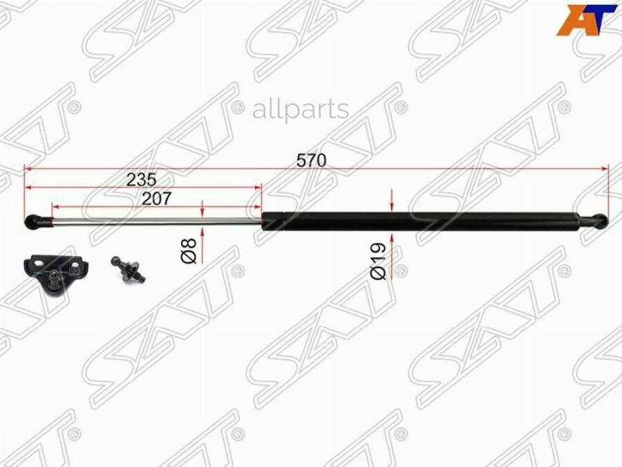 SAT ST-68960-69066 Амортизатор крышки багажника Toyota Probox 02- / Succeed 02-20 (Справа=Слева)