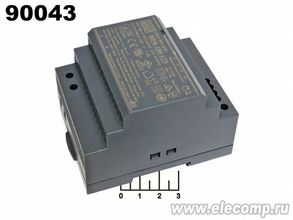 Блок питания 12V 7.5A HDR-100-12N на DIN-рейку