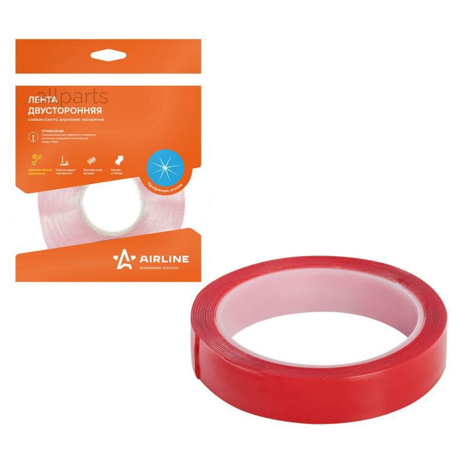 AIRLINE ADS-A-06 Лента двусторонняя клейкая (скотч) 20ммx3м акриловая вспененная основа прозрачная AIRLINE ADS-A-0 AIRLINE ADS-A-06