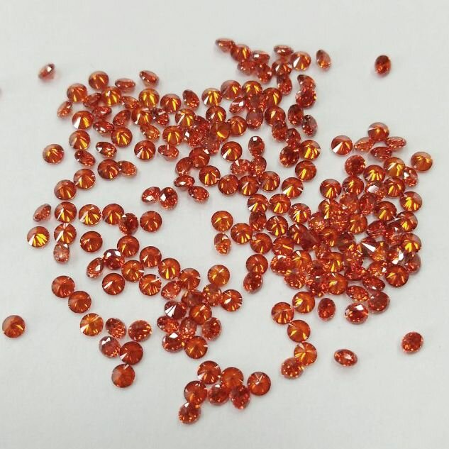Ювелирный кристалл из фианита, 1.2мм, форма круг, красно-оранжевый, 50-60 шт.