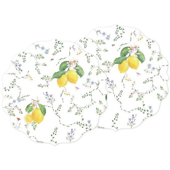 Подставка Easy Life под горячее "Цветы и лимоны" круглая 2шт 34.5см (EL-R0573/FCIT)