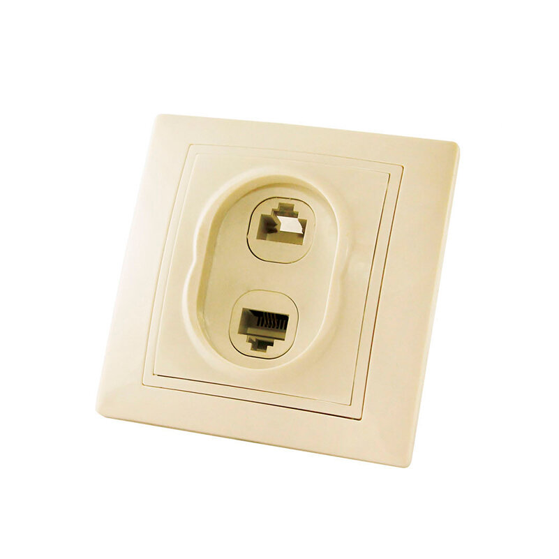 Розетка телефонная RJ11 + компьютерная RJ45 (сл. кость) "Таймыр" TDM {SQ1814-0123} 1 шт