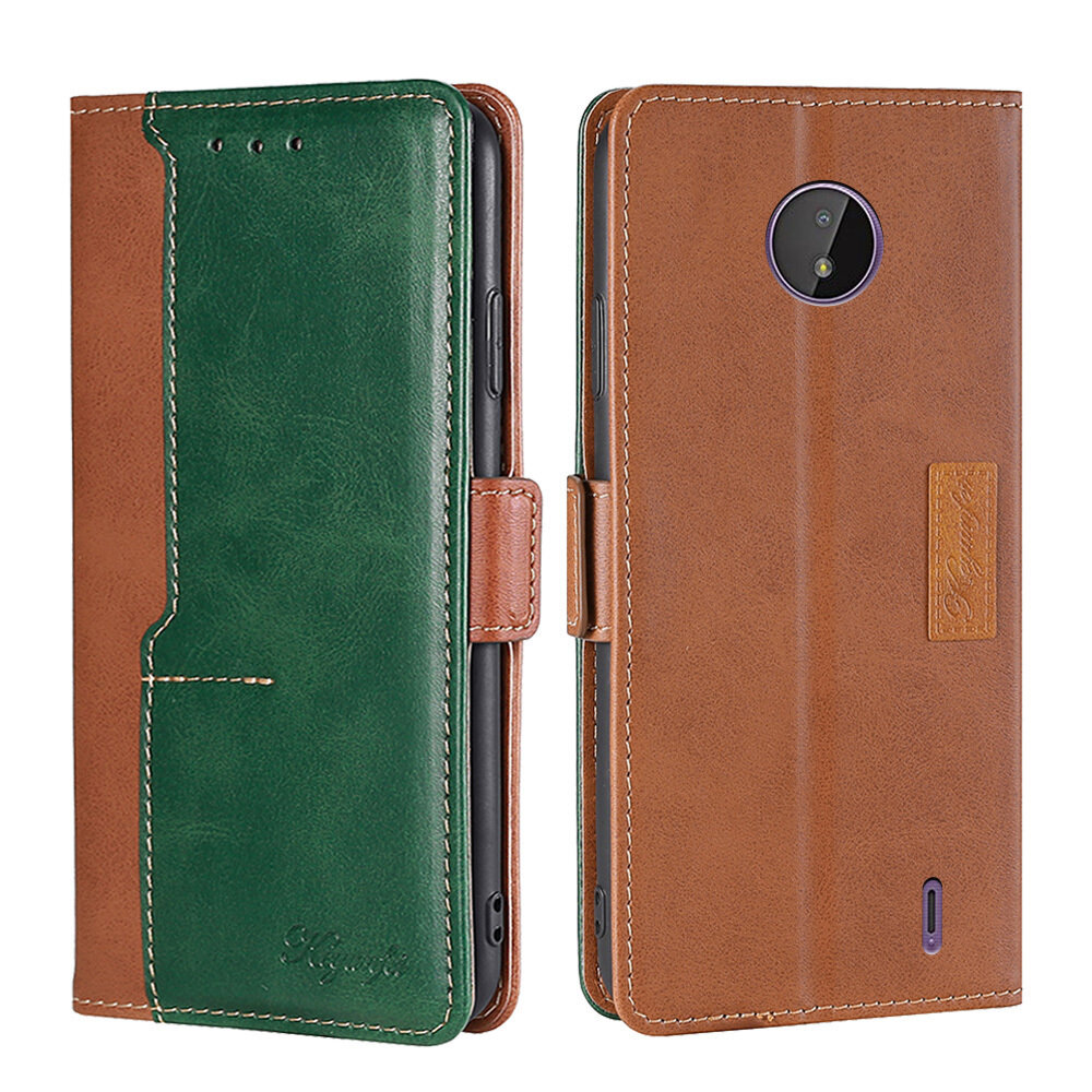 Чехол-книжка MyPads для Nokia C10 / C20 / Нокиа C10/C20 (Зеленый + коричневый)