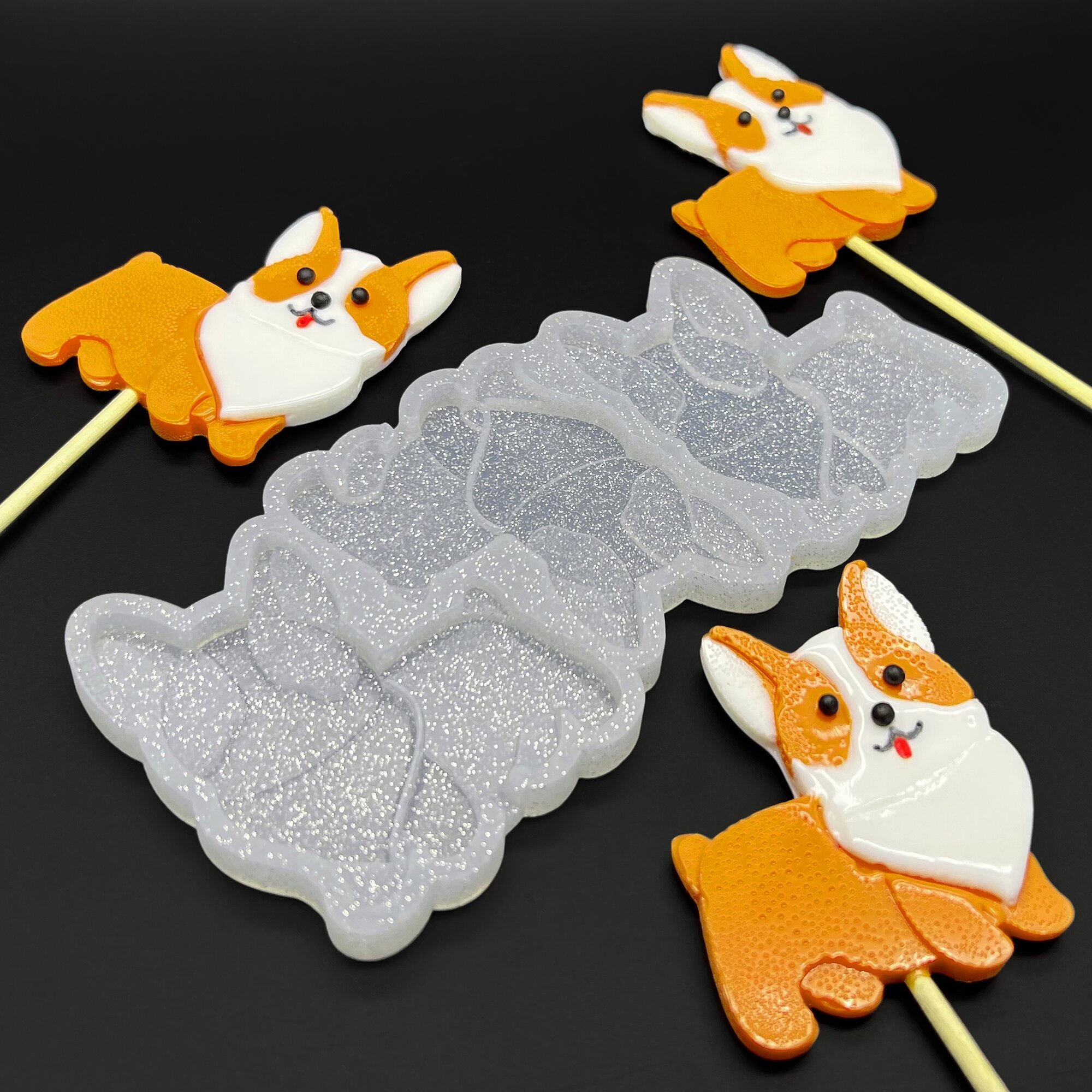 Силиконовая форма молд для леденцов и шоколада Корги