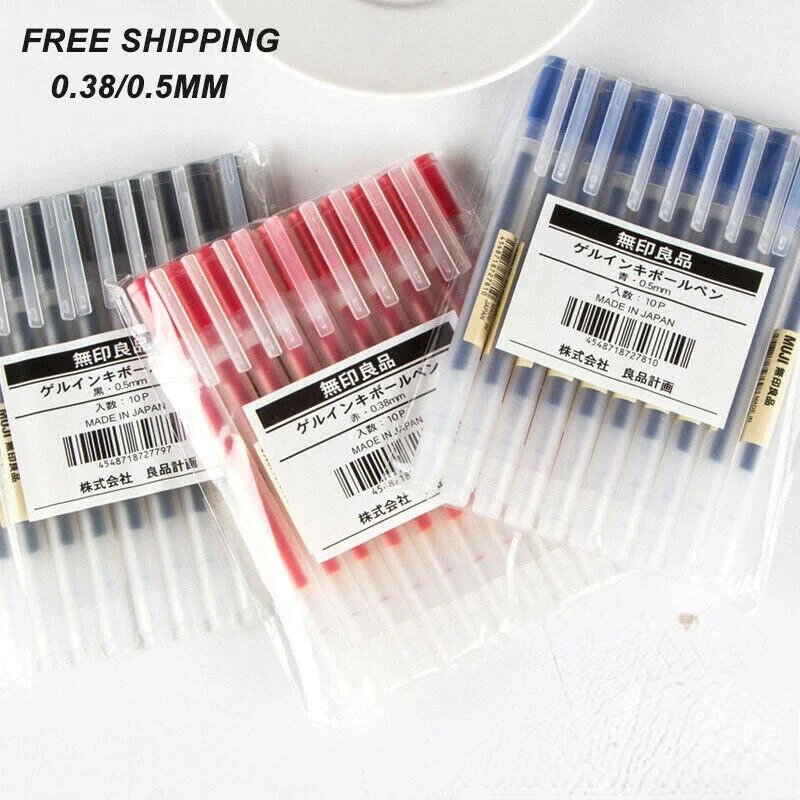 Гелевые ручки MUJI 0,38/0,5 мм черный/синий/красный Blue (5pcs), 0.5mm