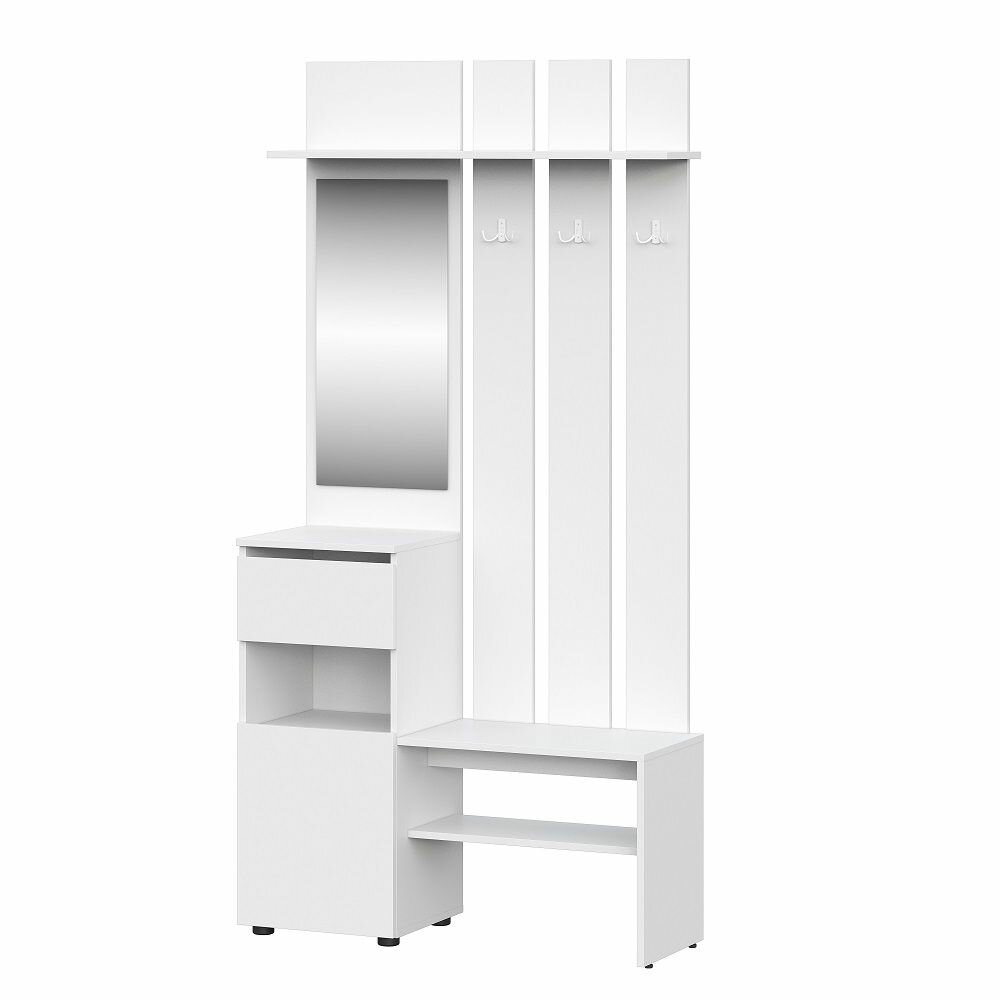 Комплект прихожей с зеркалом SV-Мебель "Токио", Белый текстурный, ЛДСП, с зеркалом