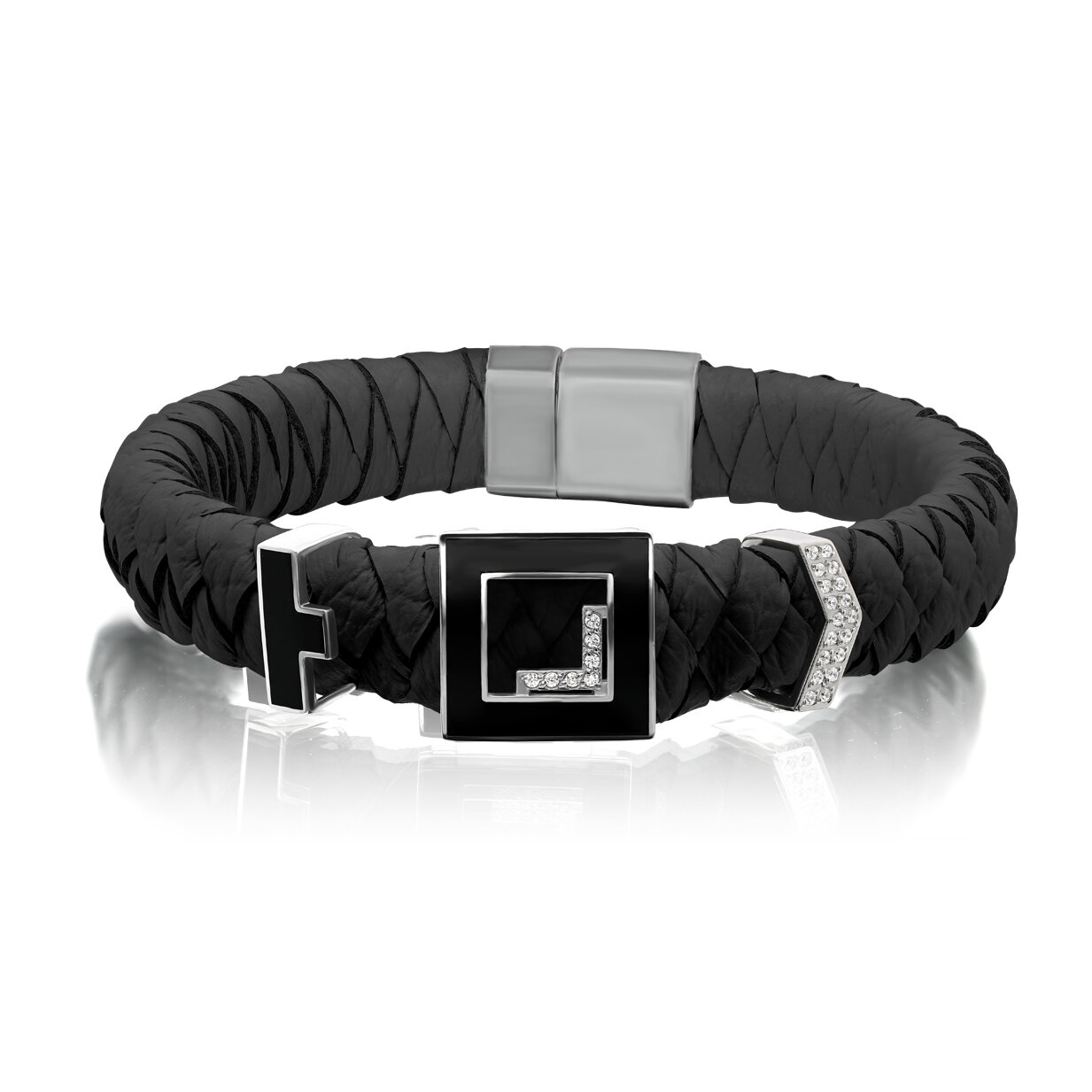 Браслет-цепочка, серебро, 925 проба, родирование, фианит