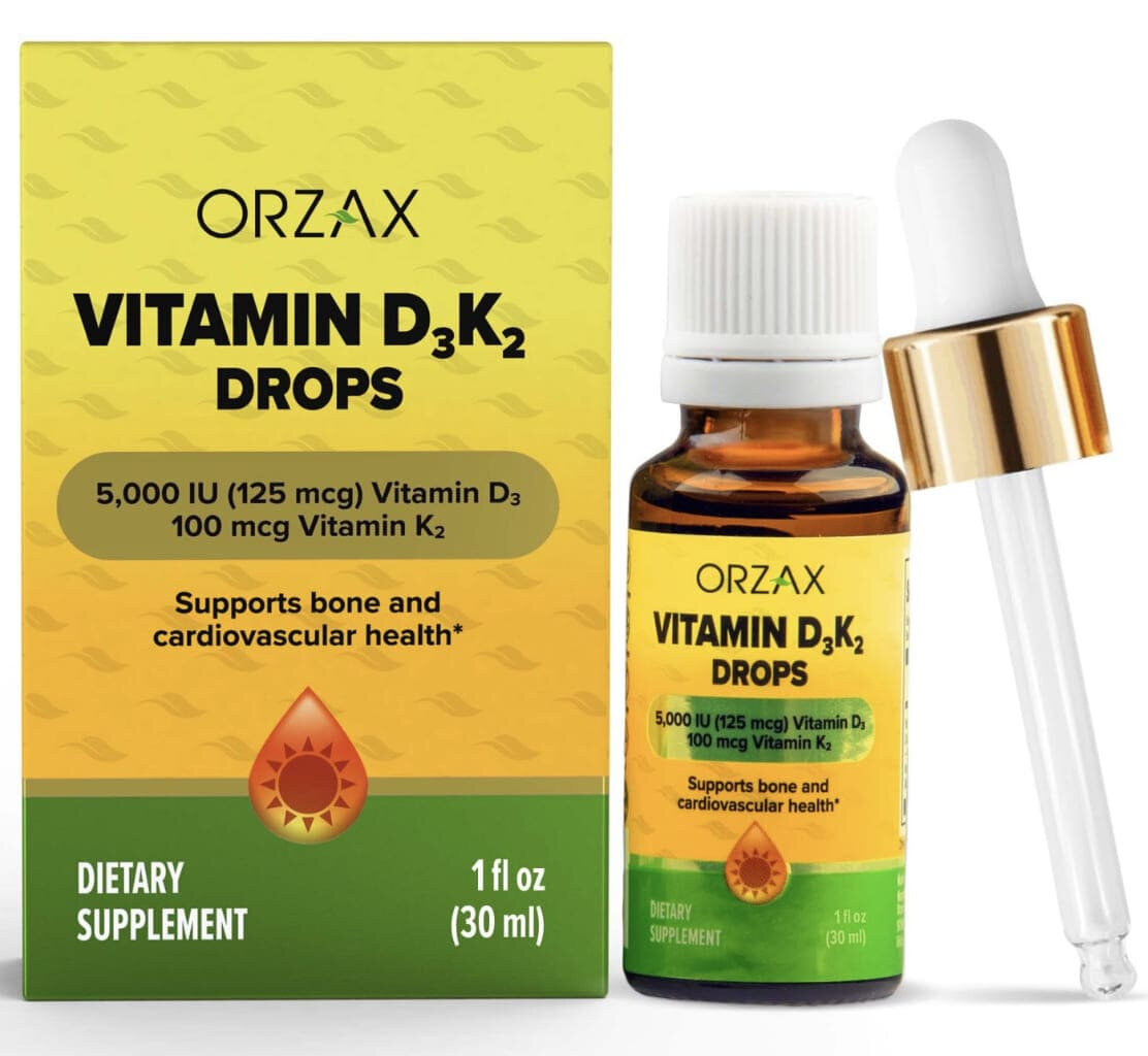 Orzax Vitamin D-3 K-2 Drops, Витамин Д-3 125 мкг и К-2 100 мкг капли 30 мл