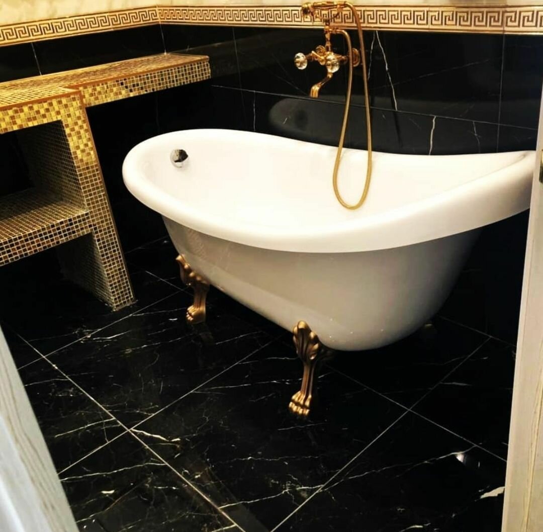 Ванна из литьевого мрамора CASTONE Даллас 168х75 ножки золото