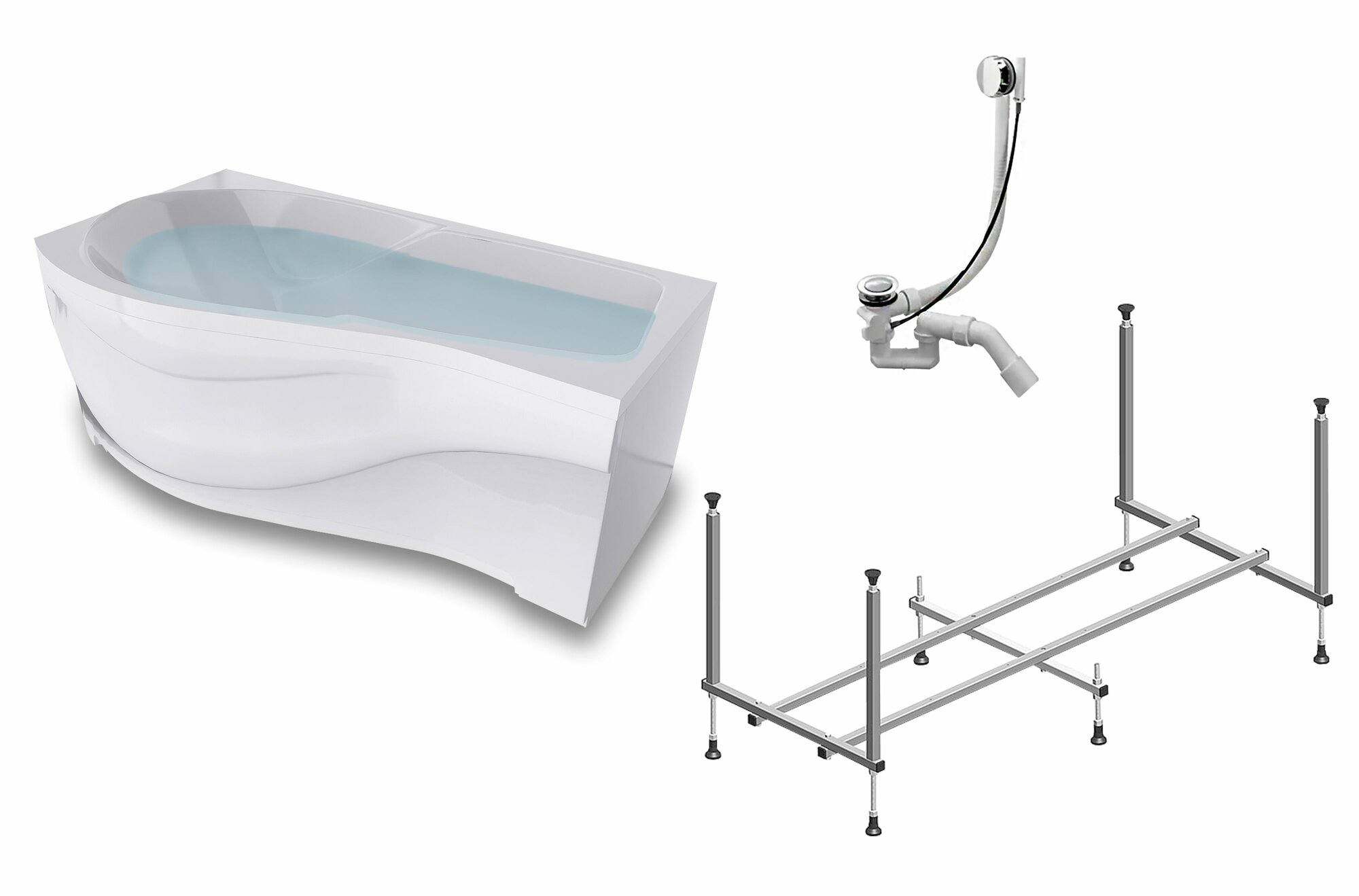 Ванна 5в1 VINO 150х90: ванна, каркас, сифон, 2 панели