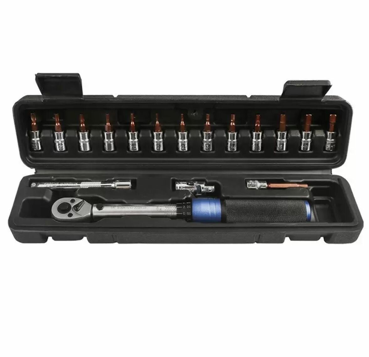 Динамометрический ключ 1/4 дюйма из 18 частей 2-24N. m торсионный ключ для легковых автомобилей, грузовиков, мотоциклов, черный