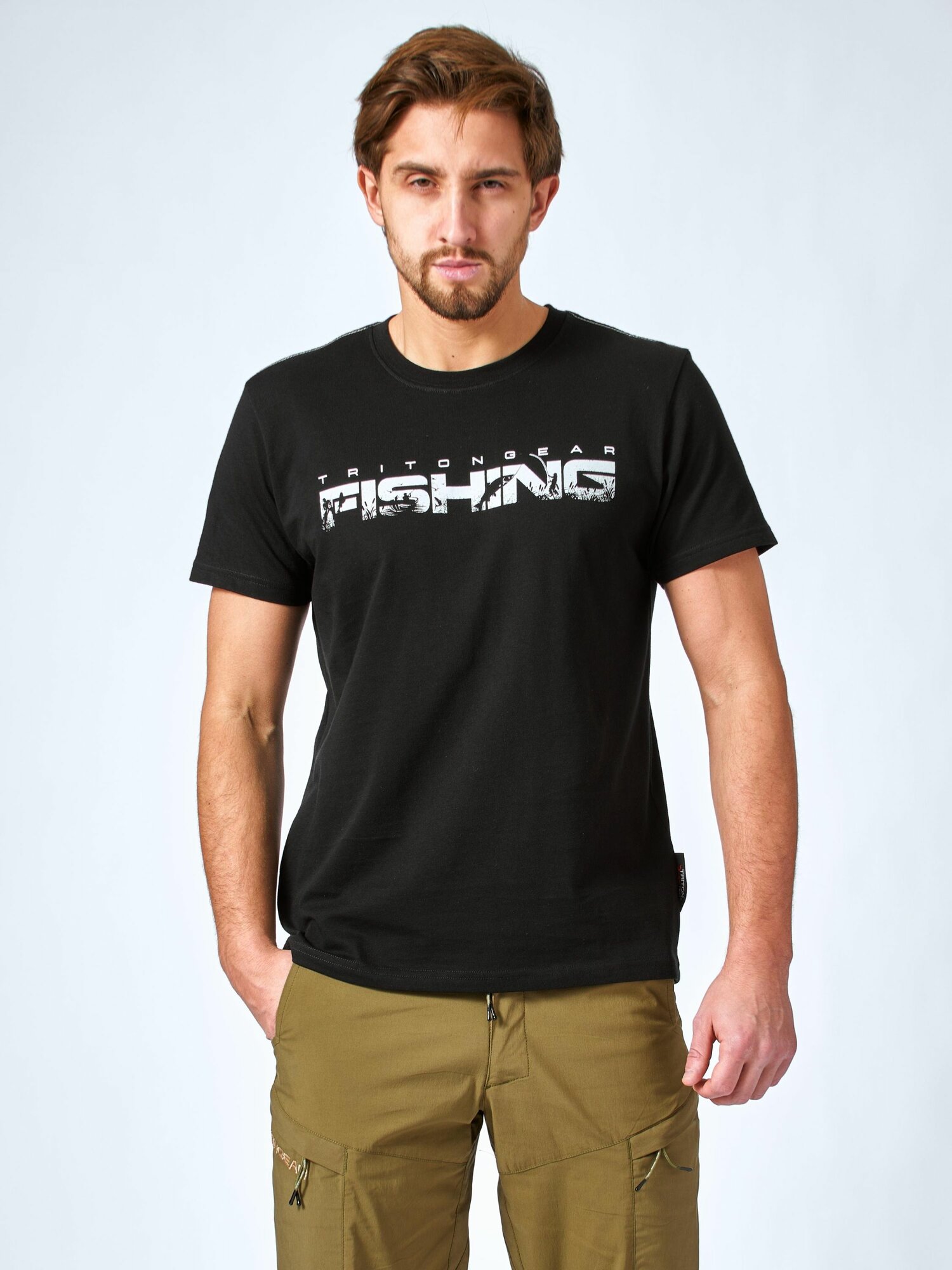 Футболка "FISHING" (Хлопок, Черный) TRITONGEAR Размер XL (52-54)