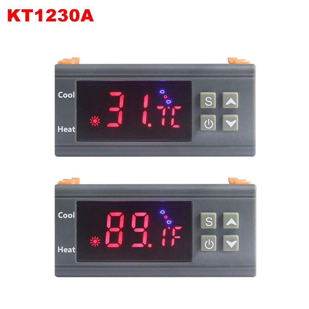 Интеллектуальный цифровой термостат KT1230W 30A, регулятор температуры C/F для инкубатора с релейным выходом