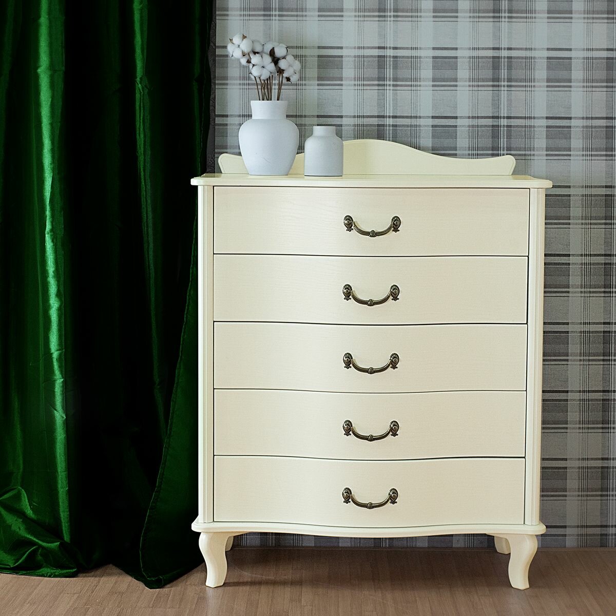 Комод Джульетта, МДФ, дуб шампань, размер 75x96x42 см, 5 ящиков.