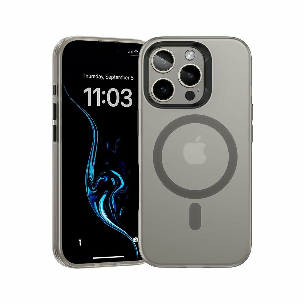 Чехол силиконовый Benks Lucid Armor Case (MagSafe) для iPhone 16 Pro 6.3", цвет серый (Grey)