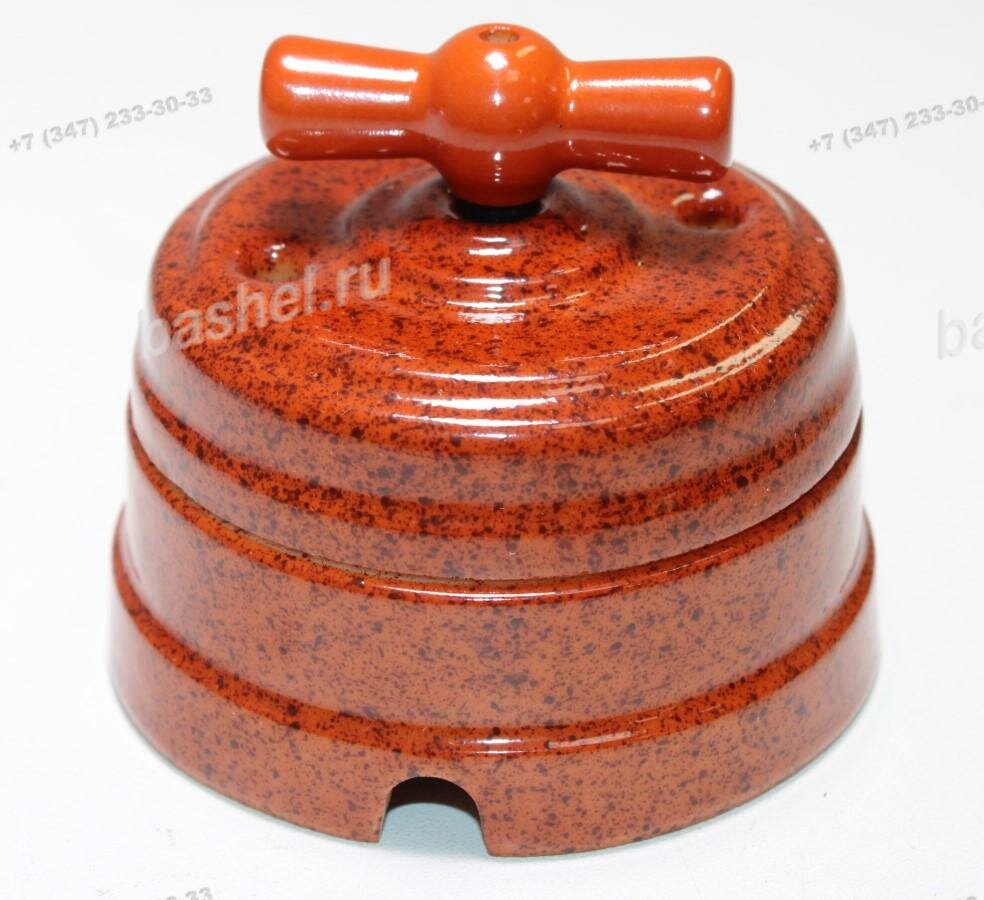 Выключатель проходной фарфоровый на 2 положения в комплекте с подъемной рамкой, Art-Decor, Art-Rosso, МезонинЪ