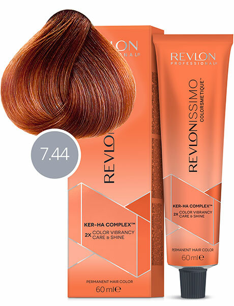 Краска для волос Revlon Professional Coloring Hair Revlonissimo Colorsmetique Care & Shine, Краситель с гиалуроновой кислотой перманентный. Перманентный Краситель с Гиалуроновой кислотой, Гарантия Результата Окрашивания + Уход за Волосами, 7.44