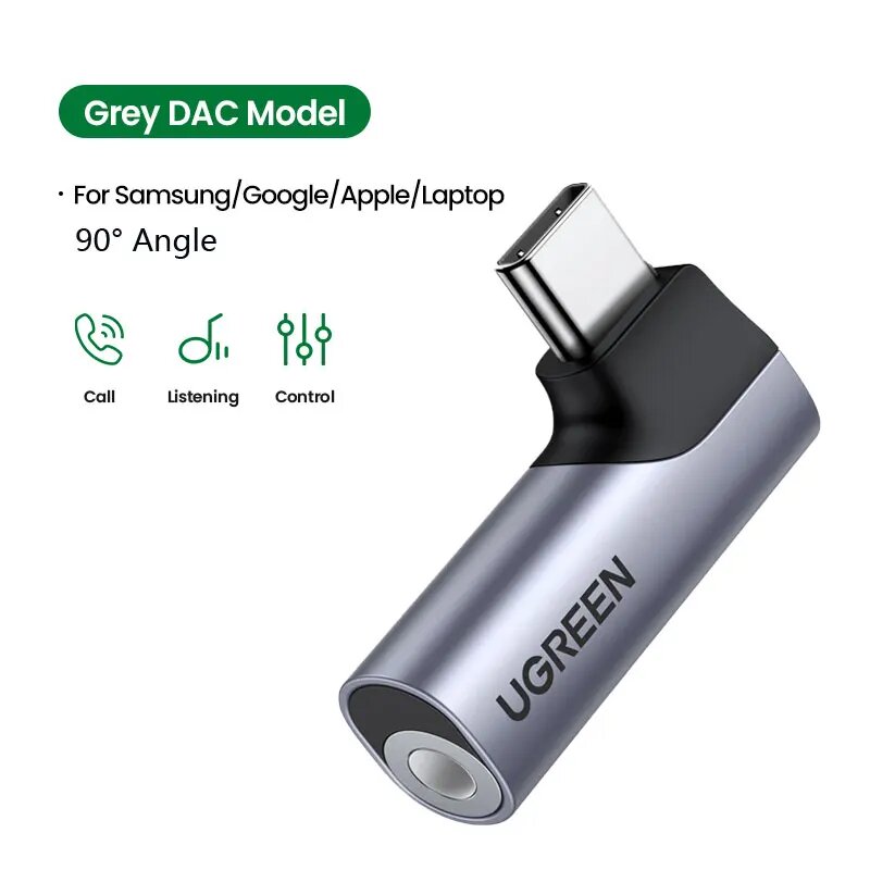 Наушники UGREEN с USB C на аудиоразъем 3,5 мм для Samsung Galaxy A52s S22 S21 iPad Pro 2022 Type C Aux DAC наушники Mic Jack адаптер USB 90 Degree Angle