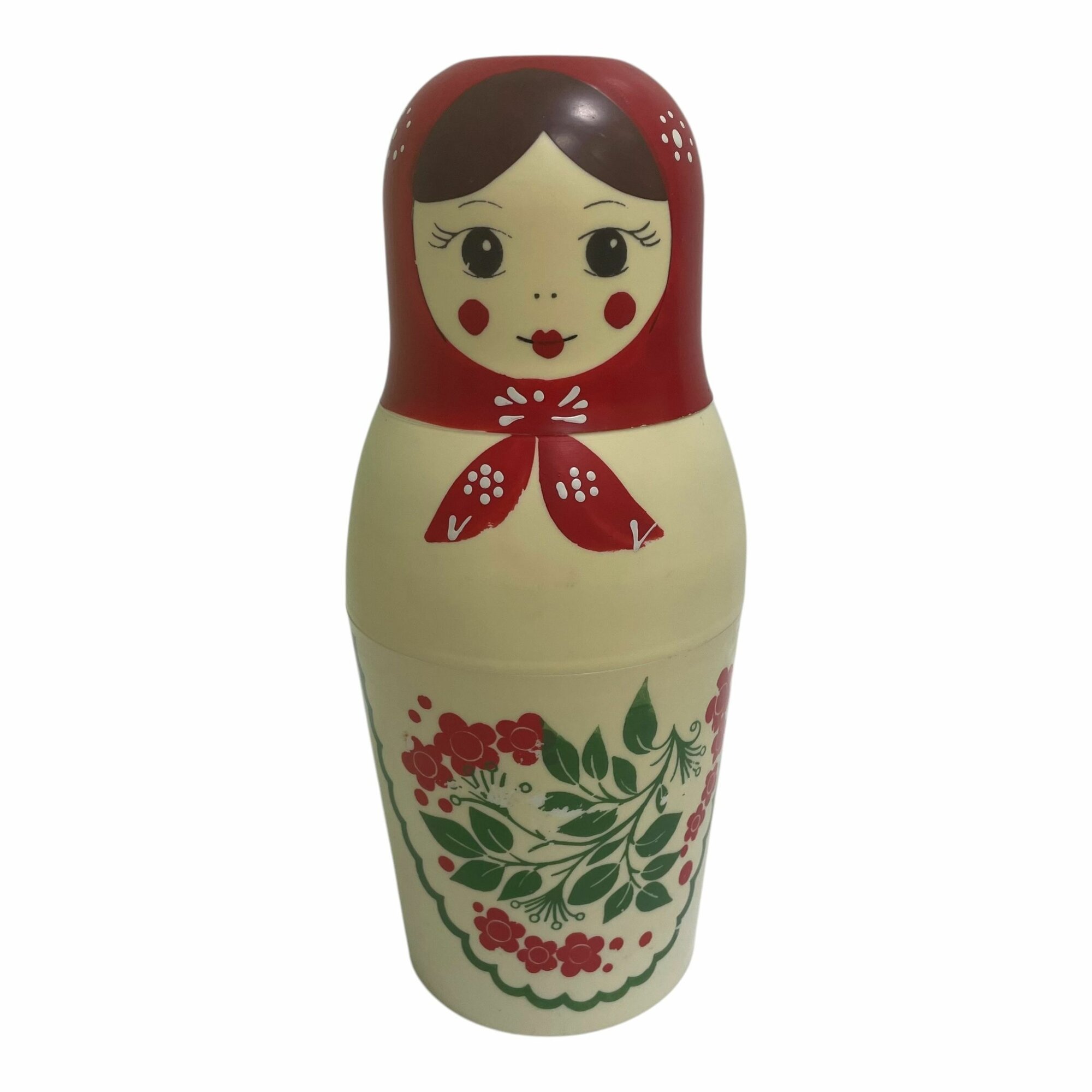 Советская винтажная пластиковая матрешка-бутылочница, термос. Сделано в СССР