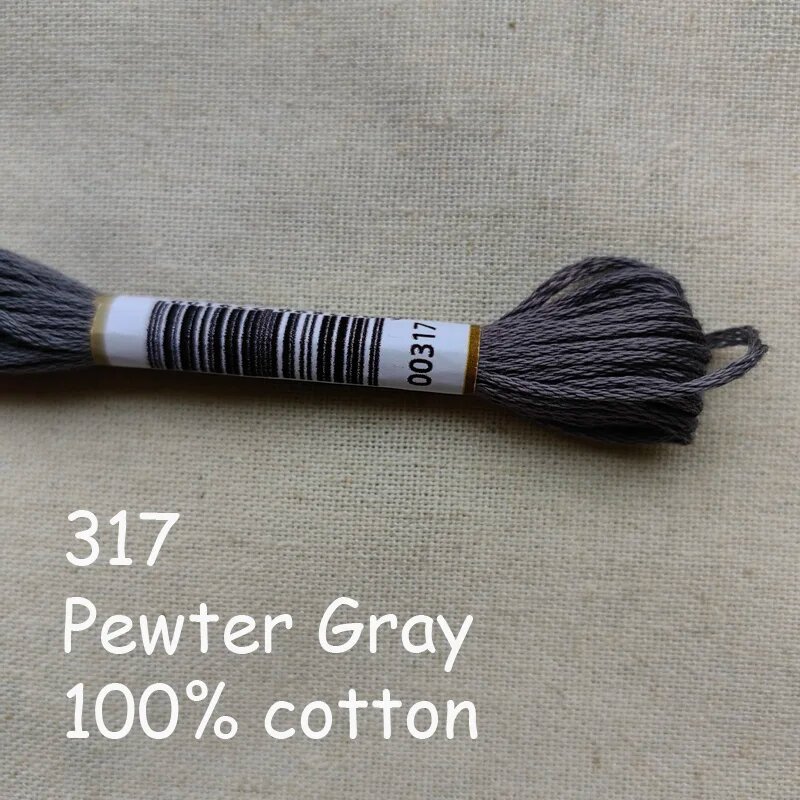 Хлопковая нить для вышивания DMC B5200 Blanc 3865 Ecru 3072 648 647 646 645 844 762 415 318 414 168 169 317 413 3799 310 250g, Серый, 317