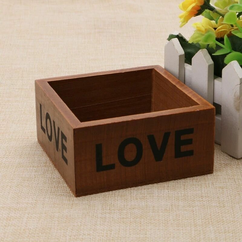 Деревянный квадратный креативный ящик для цветов, цвет коричневый