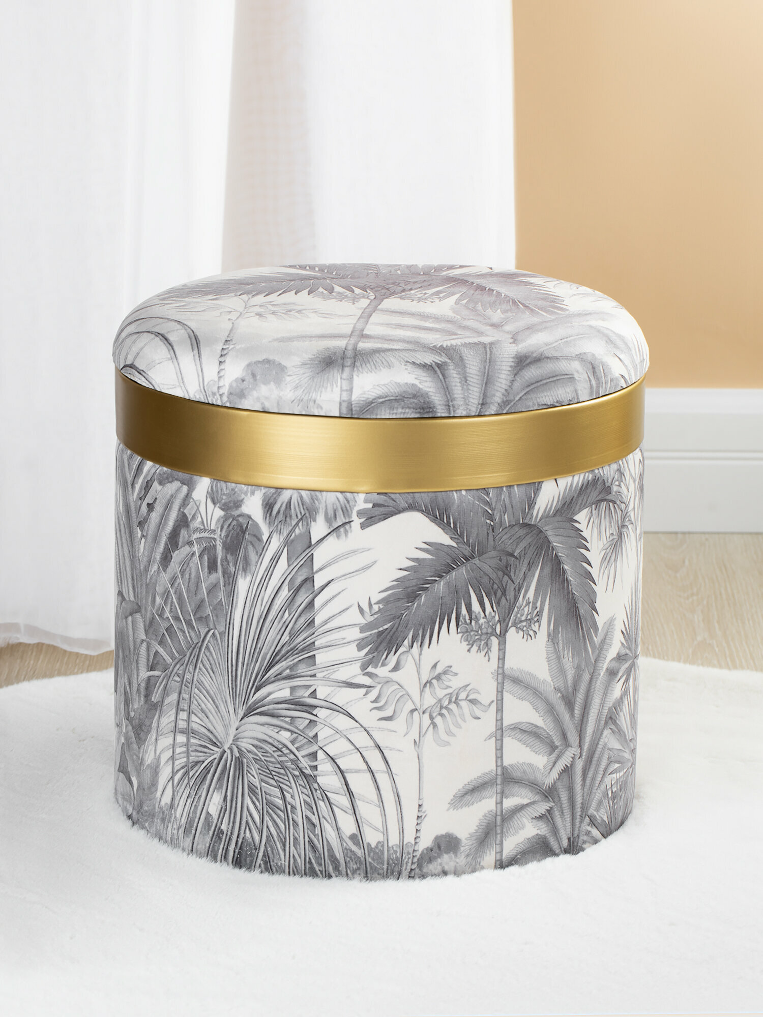 49-240C Пуф с крышкой 35х35х35см, МДФ, ткань, поролон, металл, Glasar