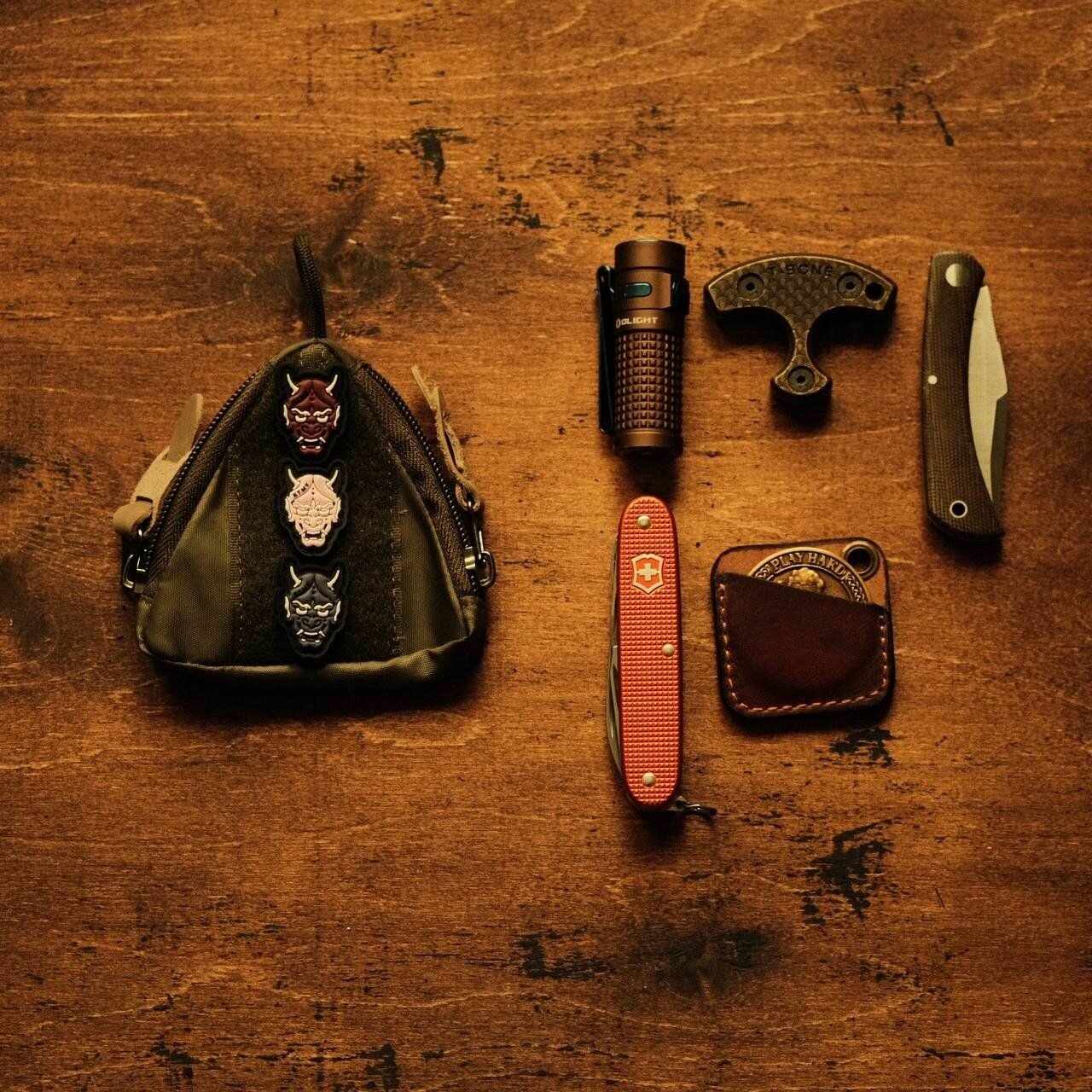 Органайзер Knife to Meet You KTMY-ECH-S, натуральная кожа, светло-зелёный, 10x10 см — фото 1