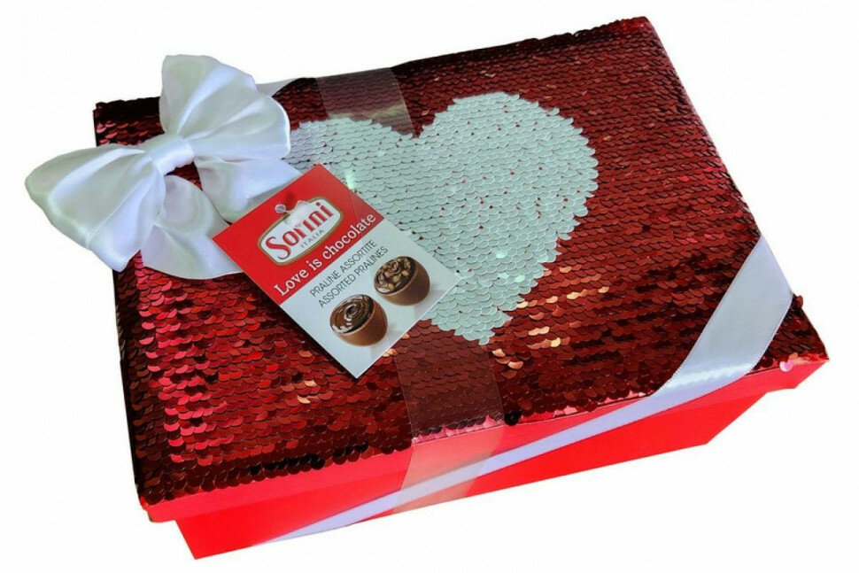 Sorini 3D Сердце Блестки конфеты шоколадные 220 г (46910)