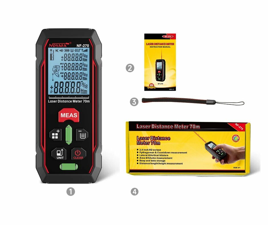 NOYAFA лазерный дальномер NF-270 дальномер 70 м цифровой дальномер с горизонтальными пузырьками дальномер цифровая линейка инструмент