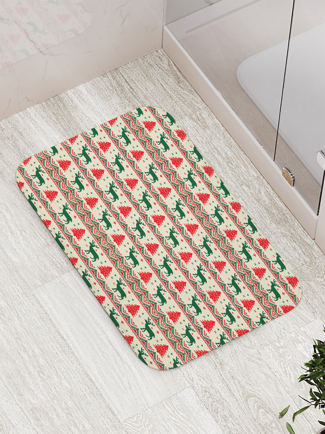 Коврик для ванной комнаты, туалета "Новогодний орнамент" противоскользящий, 52х77 см, JoyArty, серия Новый год