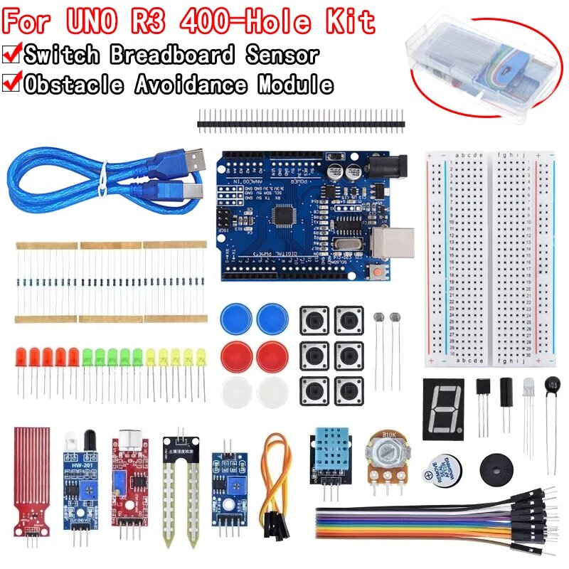 Базовый стартовый комплект для Arduino Uno Set R3 DIY Kit — плата/макет R3 + розничная коробка