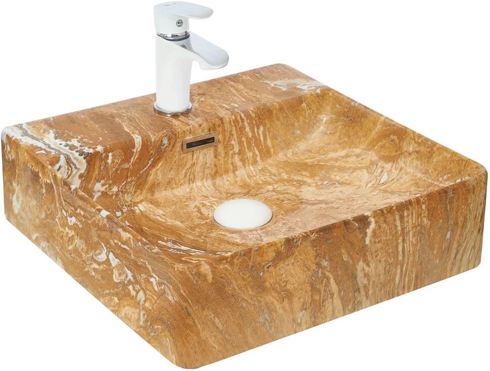 Раковина-чаша WeltWasser Elbach 2177 M846 10000004544 42x42 см, накладная, коричневый мрамор