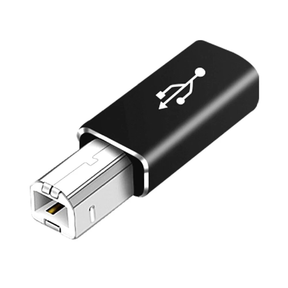 Адаптер USB B (папа)-USB Type C (мама) Straight black