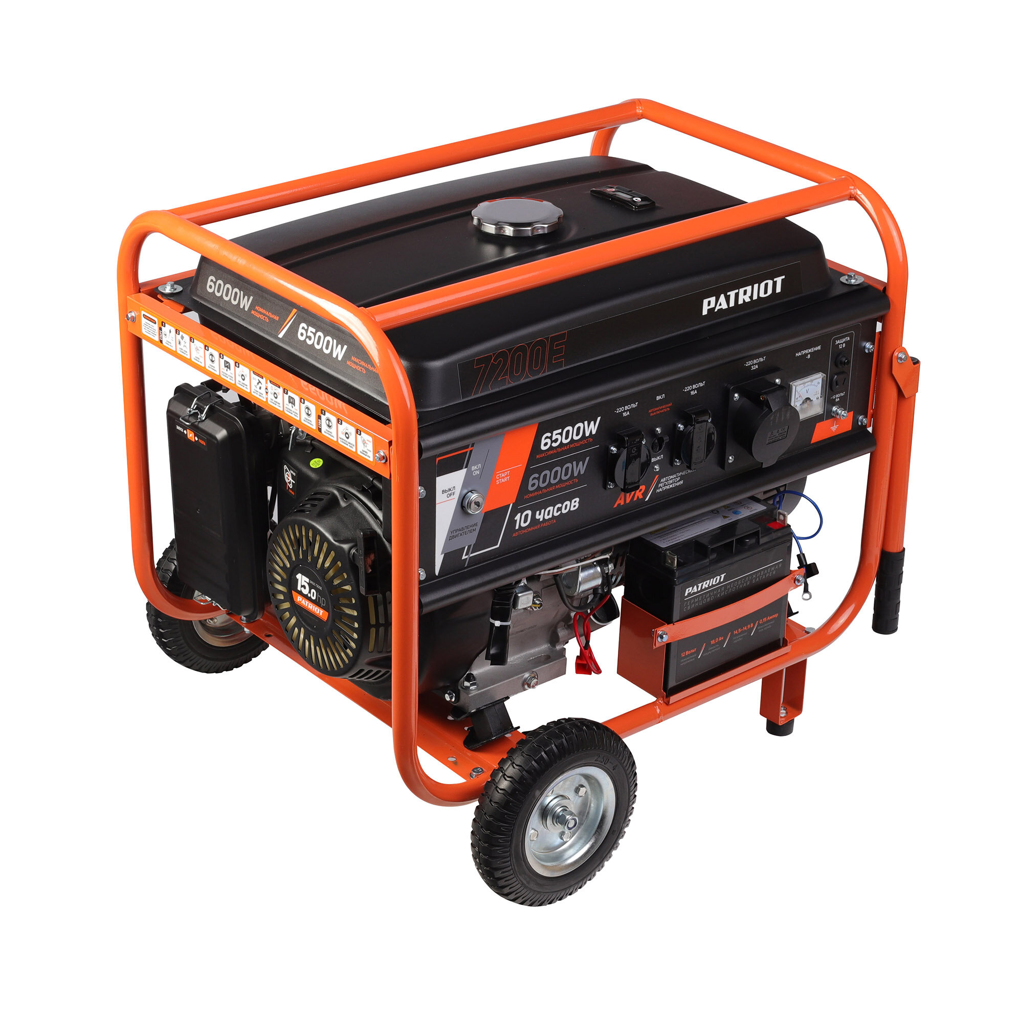 Генератор Patriot SRGE 7200E бензиновый, 6,5/6 кВт, двигатель 420 см³/14 лс 474103188 — фото 1