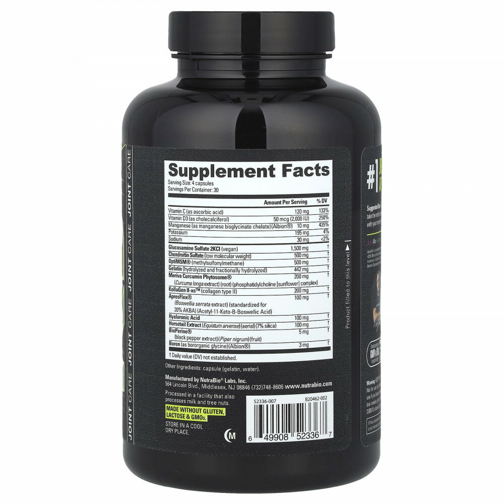 Витамины для здоровья суставов Extreme Joint Care от NutraBio Labs, 120 капсул